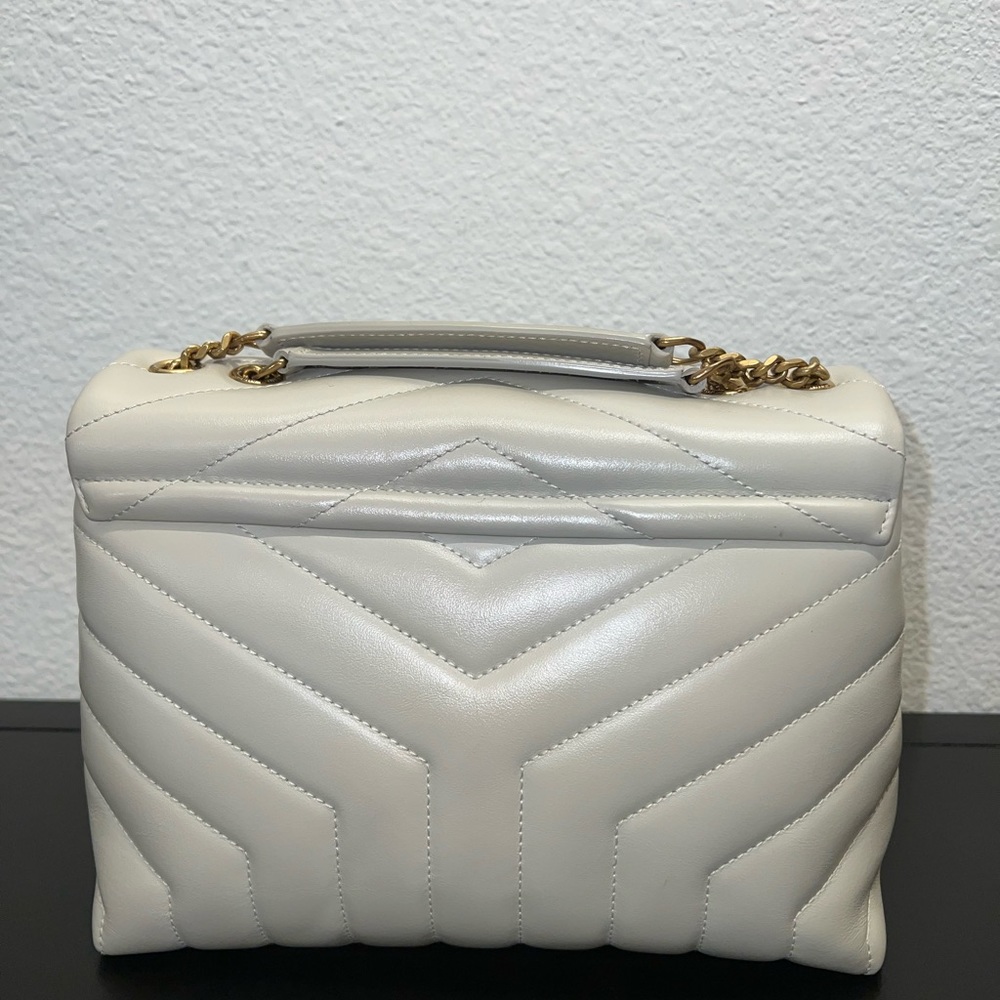 Ysl Lou Lou Small Quilted Leather- White/Gold - Gem